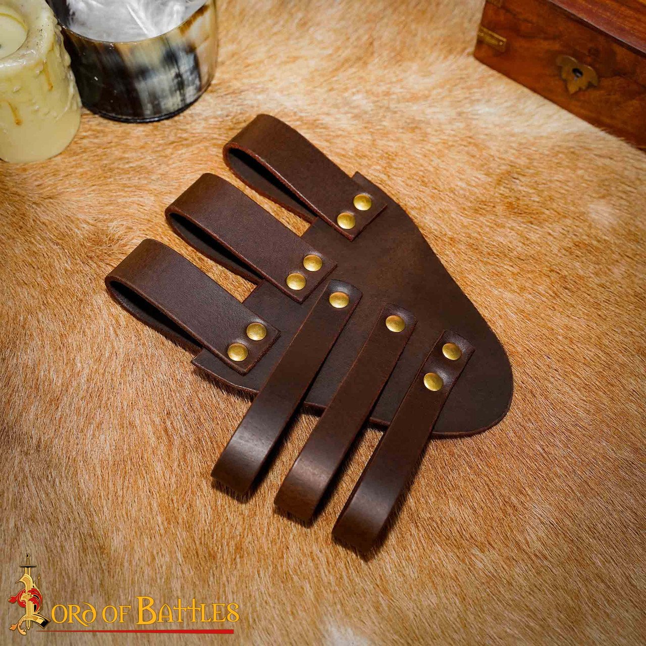 Medieval Angled Tri Buckle Rapier Frog Genuine Leather Frog