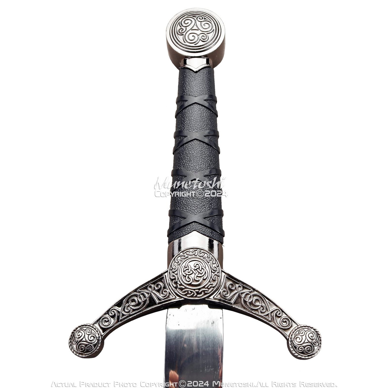 15" Medieval Celtic Dagger w/ Black Leather Wrapped Sheath & Hilt