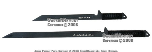 Dual Full Tang Blade Black Ninja Shinobi Combat Swords Machete with Sheath