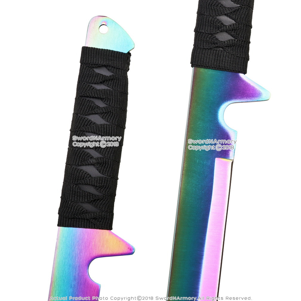 2pc. Black/Gold/Silver/Rainbow Machete Set Shinobi with Nylon Sheath ...