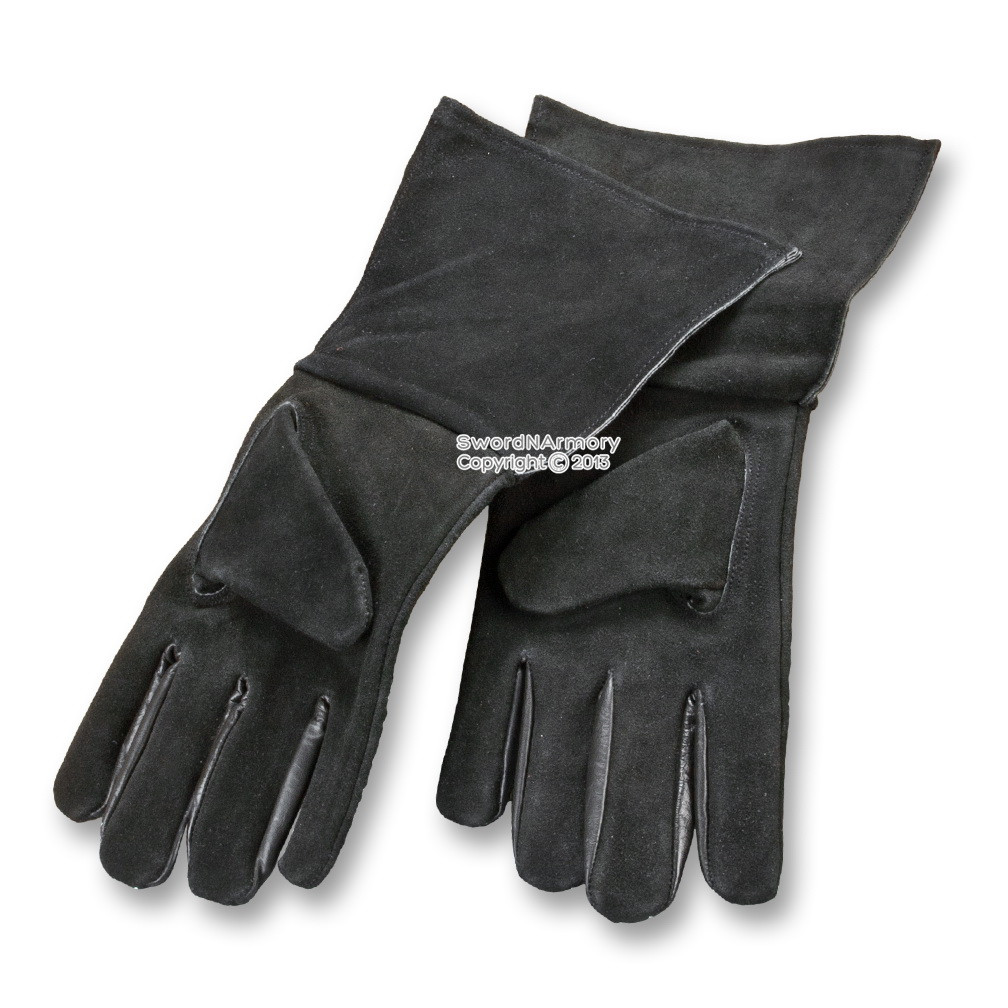 Large Size Medieval Genuine Suede Leather Gloves for Gauntlets LARP Costume