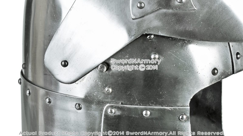 Battle Ready 16G Medieval Knight Pig Faced 14th Century Bascinet Helmet ...