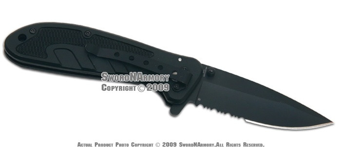 Spring Assisted Opening Knife Pocket Folder w/ Serrated Blade 2 - Sword ...