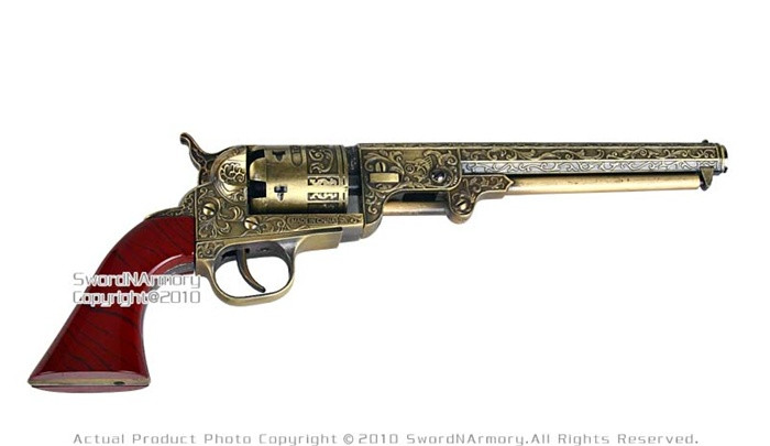 Western Cowboy Black Powder Outlaw Revolver Pistol Replica Gun w/ Stand