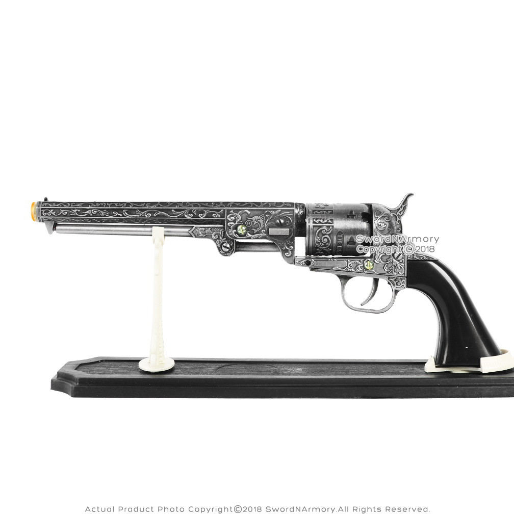Western Cowboy Black Powder Outlaw Revolver Pistol Replica Gun w/ Stand
