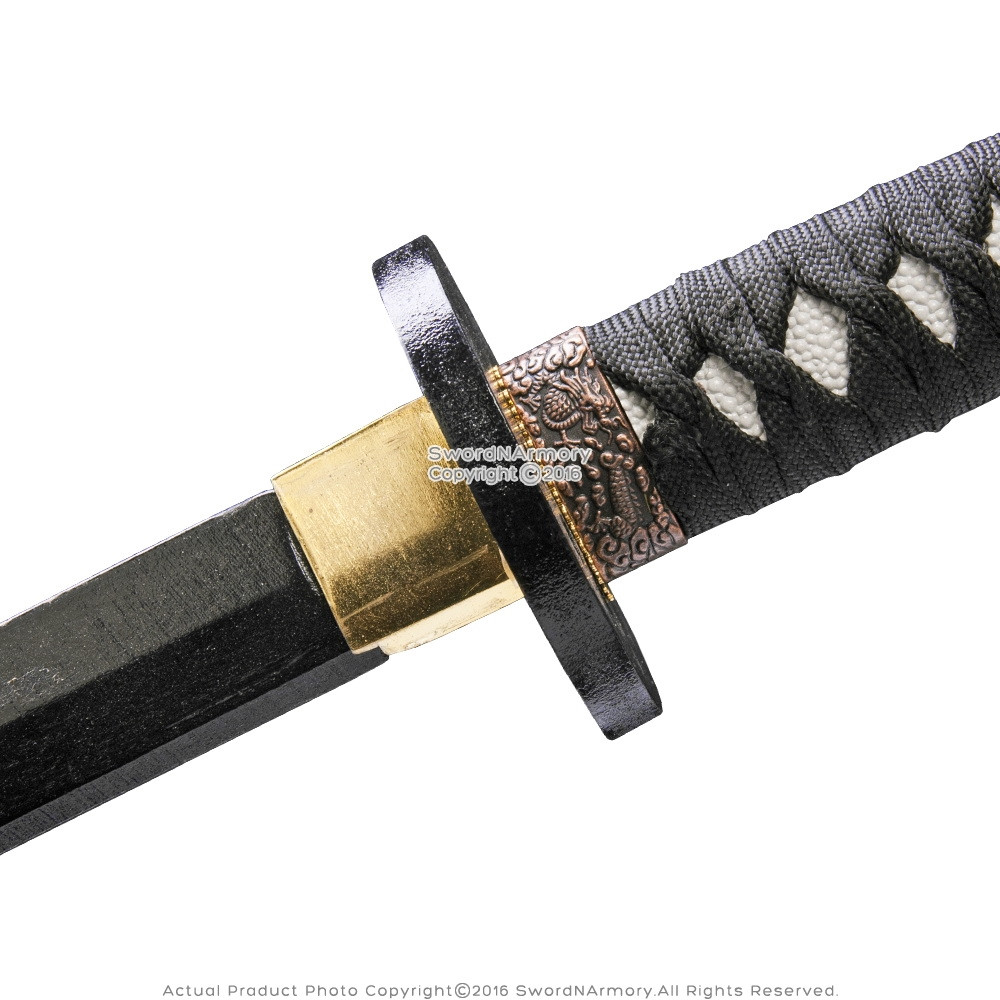 Wooden Japanese Samurai Katana Sword Waster Black Blade Anime Cosplay ...