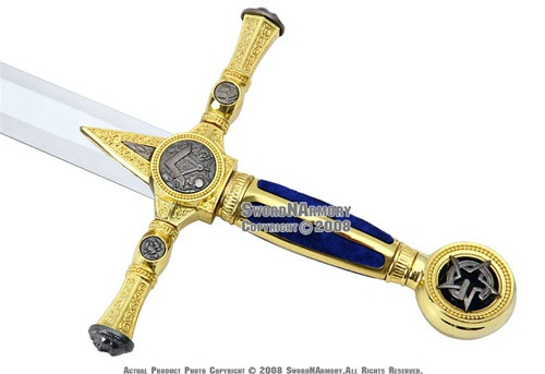 45" Masonic Ceremonial Sword Templar Knight Freemasonry Handle with Plaq