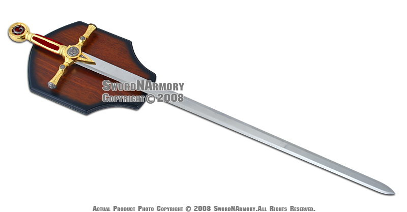 45" Masonic Ceremonial Sword Templar Knight Freemasonry Handle with Plaq