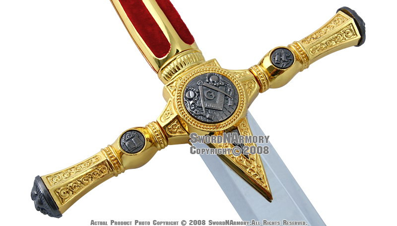 45" Masonic Ceremonial Sword Templar Knight Freemasonry Handle with Plaq