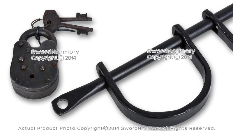 Medieval Hand Forged Iron Bar Hancuff Shackle w/ Padlock Renaissance ...
