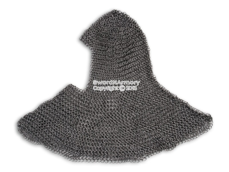 Medieval Chain Mail Head Coif High Tensile Steel Butted w/ Aventail for ...