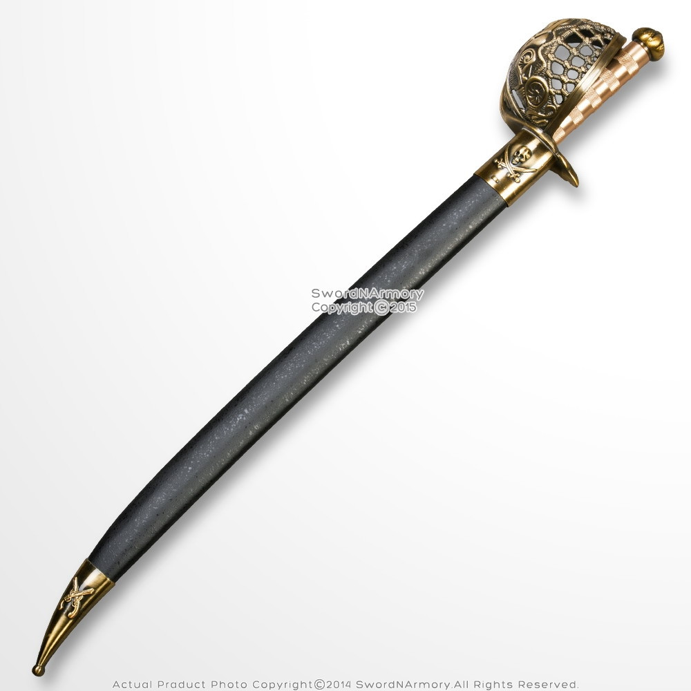 Mermaid Pirate Cutlass Sword with Embossed Basket Guard
