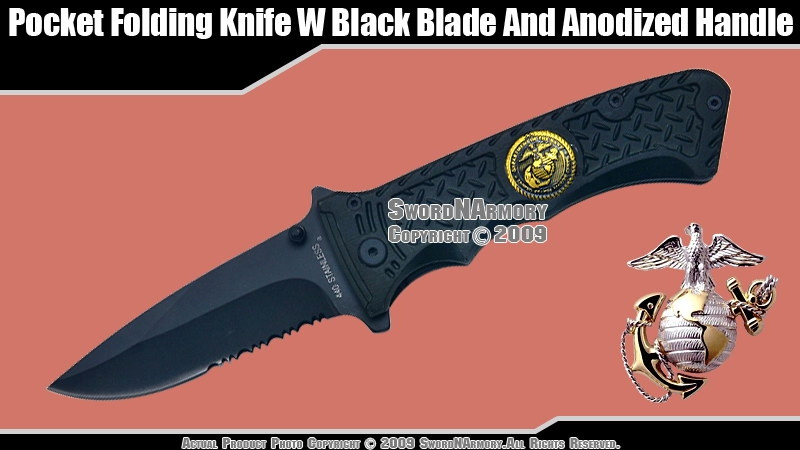 Spring Assisted Knife USMC Pocket Tactical Folder Drop Point Blade