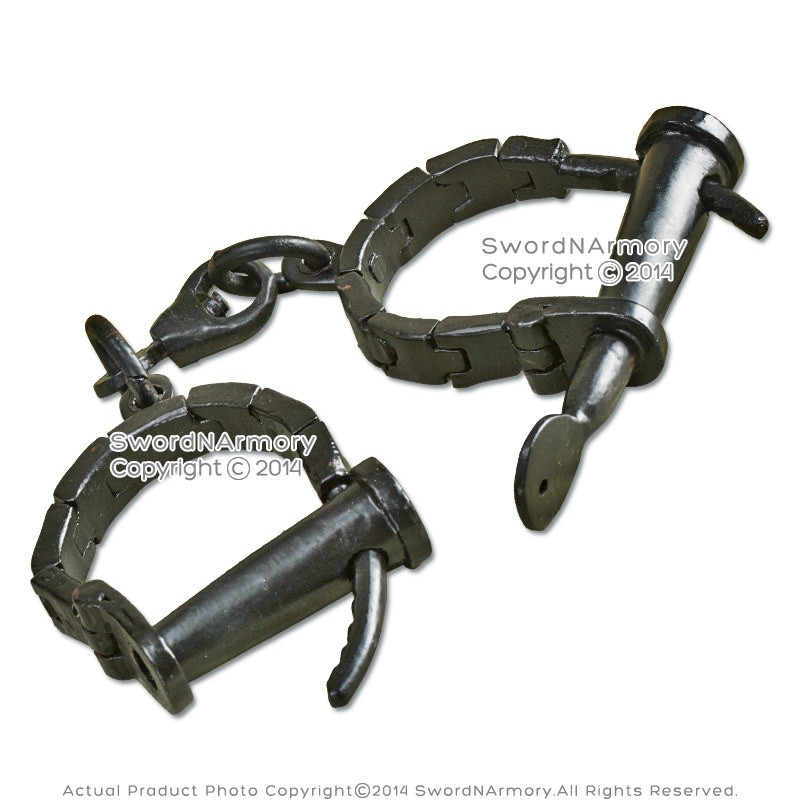 Medieval Bracelet Linked Steel Handcuff Dungeon Shackles w/ Keys ...