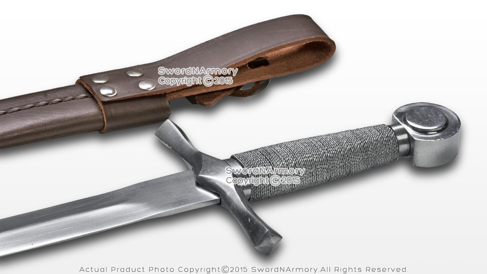 Medieval Fencing Carbon Steel Knightly Dagger w/ Wire Handle / Leather ...