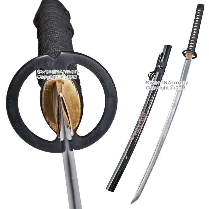Handmade Samurai Katana Sharp Sword 1045 Carbon Steel with Dragon ...