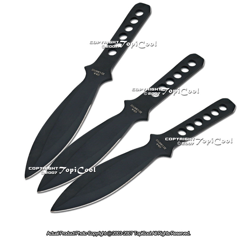 3 Pcs 6.75" Steel Silver Throwing Knife Knives Fixed Blade Throwers ...