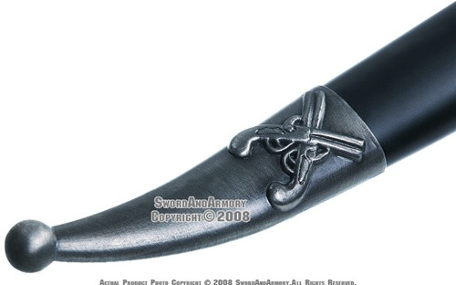 35" Classic Caribbean Pirate Cutlass Sword Bow Guard with Skull Scabbard