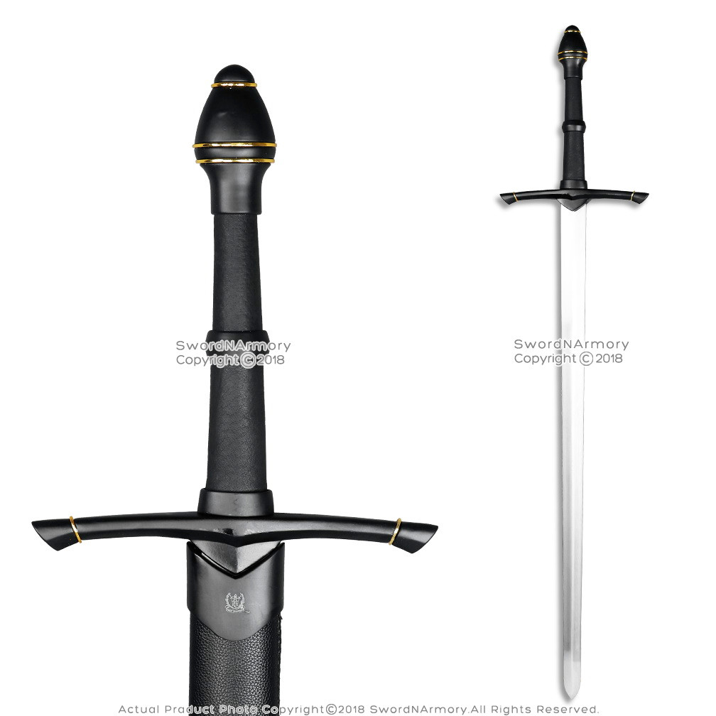 36" Medieval Knight's Arming Sword Chivalry Golden Ring LARP ...