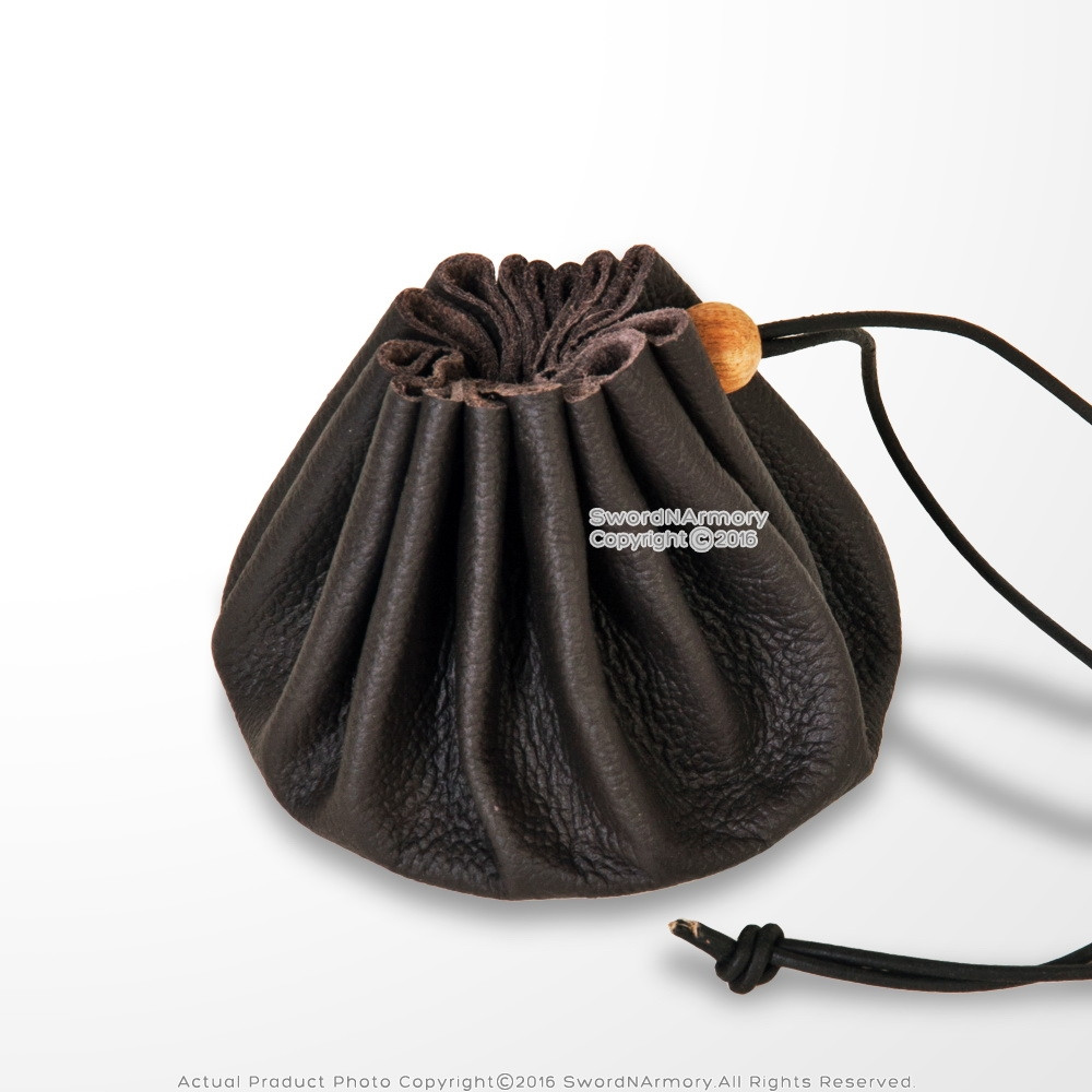 Medieval Renaissance BRN Leather Drannustring Coin Bag Pouch Pirate ...
