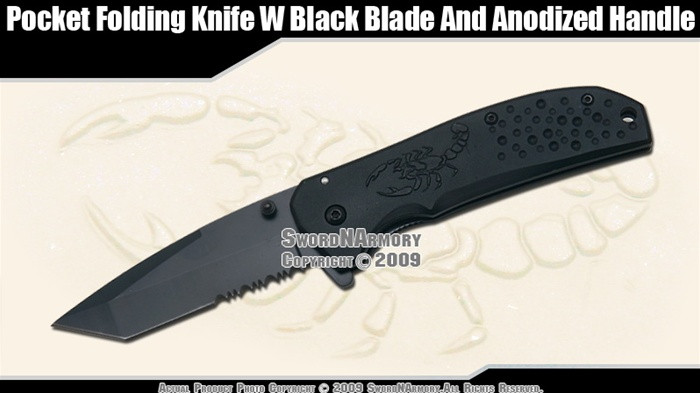 Spring Assisted Opening Knife Pocket Folder w/ Serrated Blade 3 - Sword ...