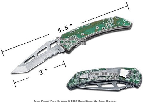 6" Computer Motherboard Handle Pocket Folding Knife