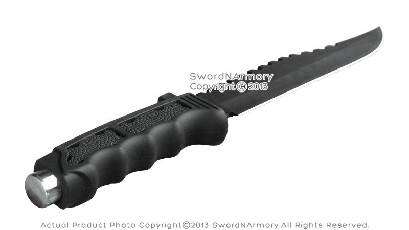 12" Black Fixed Blade Tactical Knife Serrated Dagger with Nylon Pouch