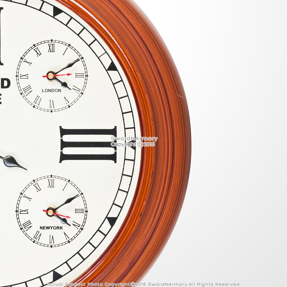Handmade Wooden Wall World Time Clock with 4 Zones Decoration Nautical Gift