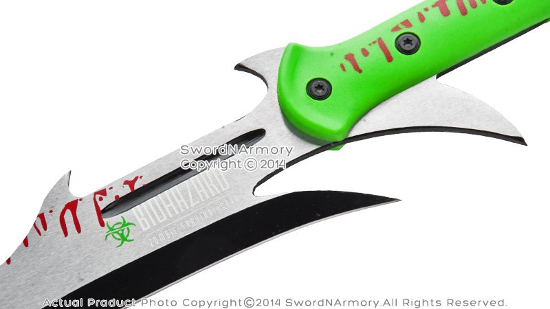 27.5" Biohazard Zombie Survival Gear Long Machete Fantasy Sword ...