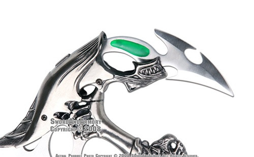 Alien Warrior Fantasy Battle Axe Hatchet with Dagger & Display Plaque New