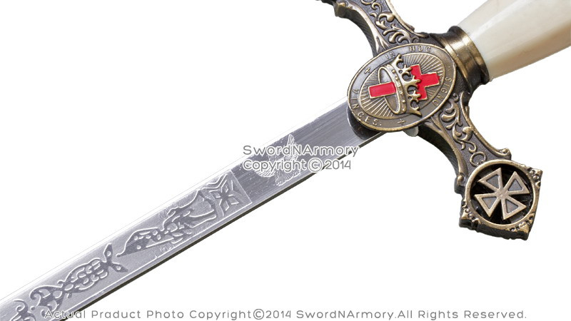 Masonic Knights Templar Ceremonial Sword w/ Antiqued Bronze