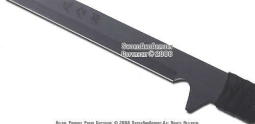 27" Full Tang Black Blade Ninja Sword W/ Shoulder Strap