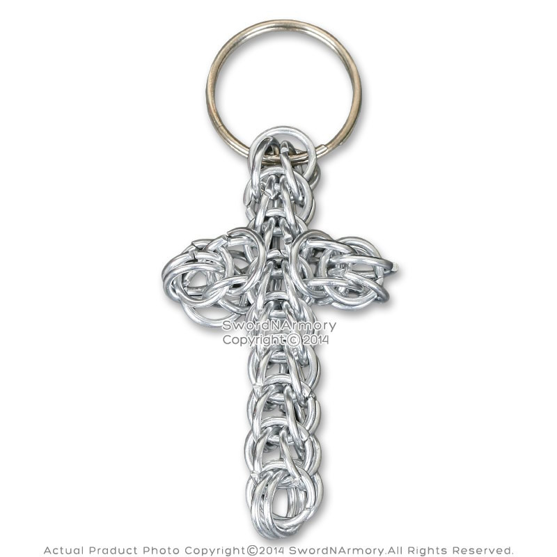 Aluminum Chainmail Cross Keychain Knights Templar Medieval Renaissance ...