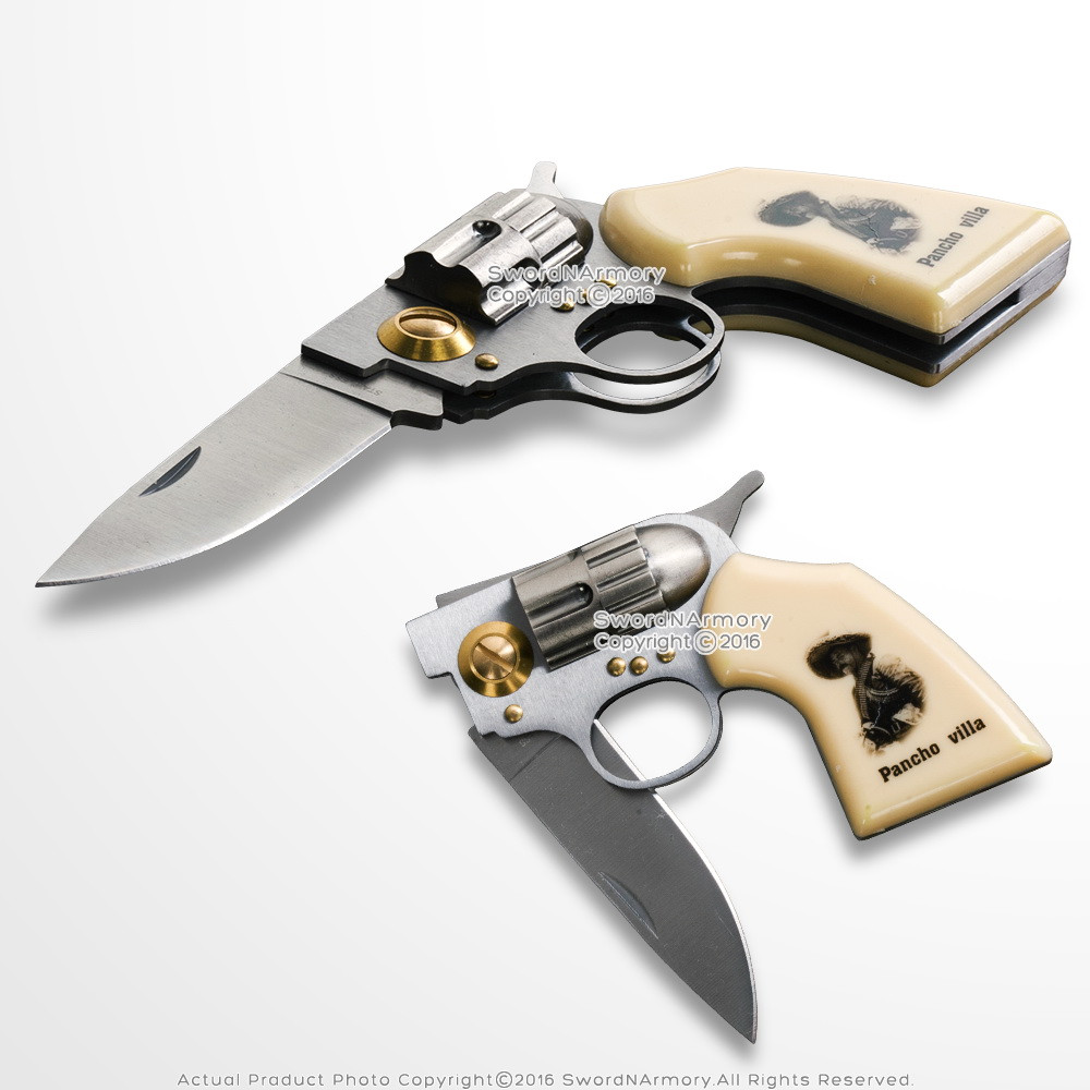7.5" Revolver Shape Fantasy Folding Knife w/ Gift Box Multiple Icons