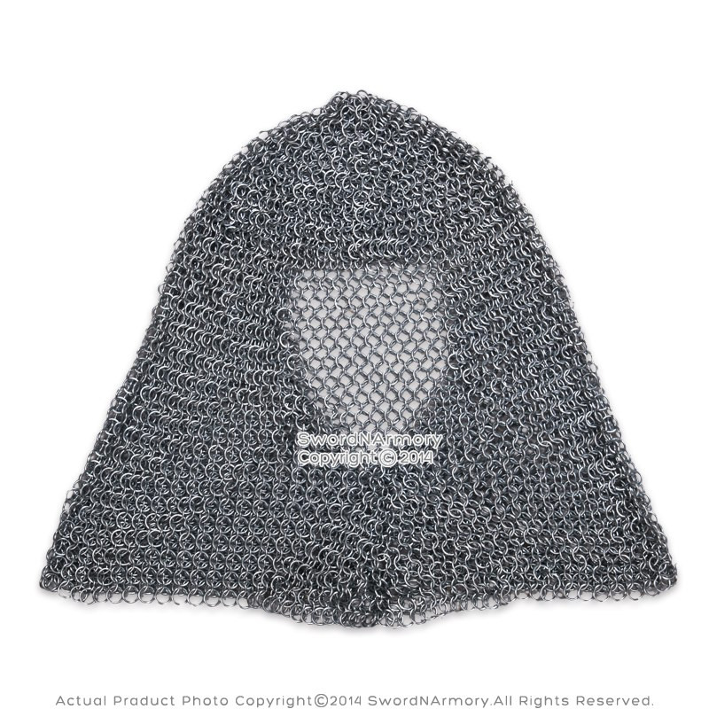Medieval Chainmail Hood Coif Butted Mild Steel for LARP Renaissance ...
