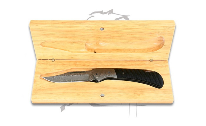 Mastiff Japanese Damascus Steel Hunting Folding Knife Kerry Horn Handle ...