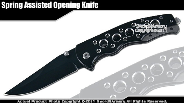 Spring Assisted Opening Black Folder Rescue Tech Knife