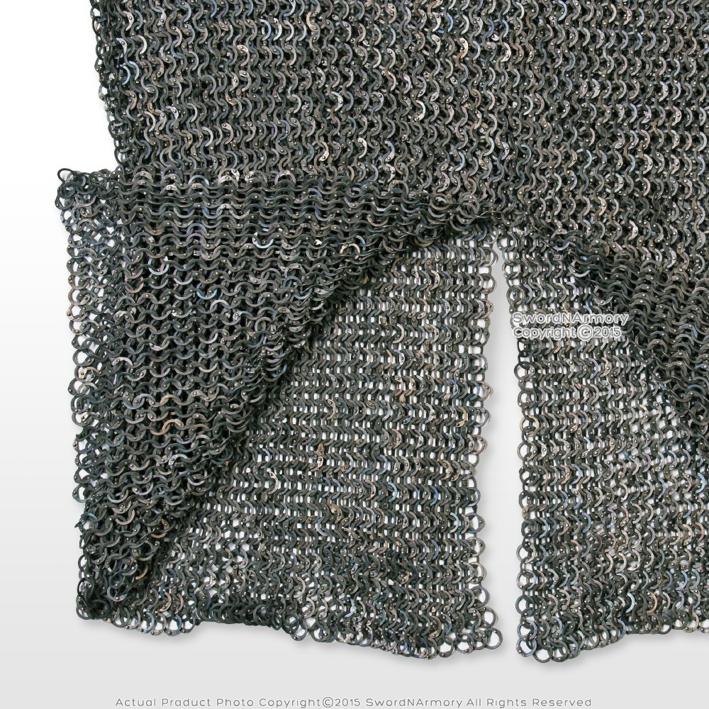 Large Medieval Hauberk Chainmail Flat Ring Round Riveted 17G Titanium ...