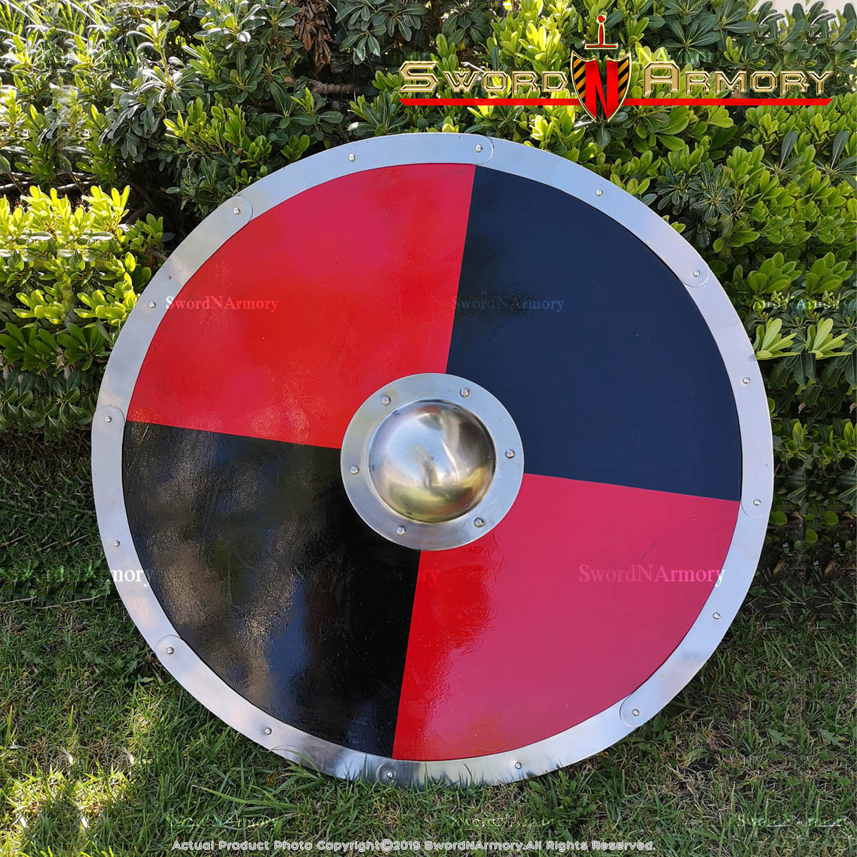 30" Functional Viking Norse Wooden Large Round Shield with Steel Boss ...