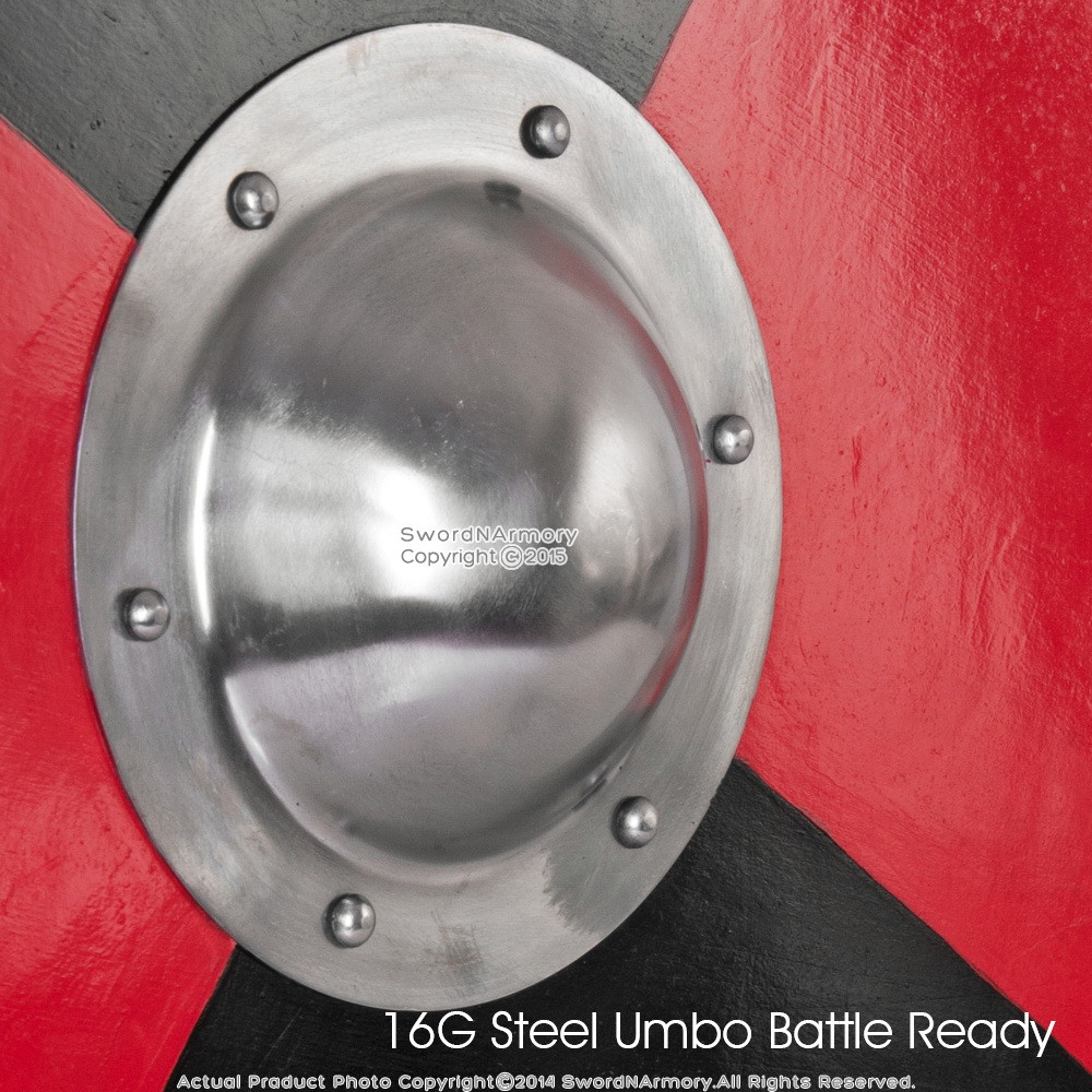 30" Functional Viking Norse Wooden Large Round Shield with Steel Boss ...