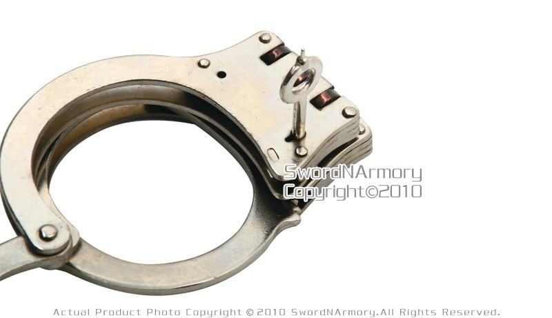Heavy Duty Steel Triple Hinged Double Lock Handcuffs with Spare Key