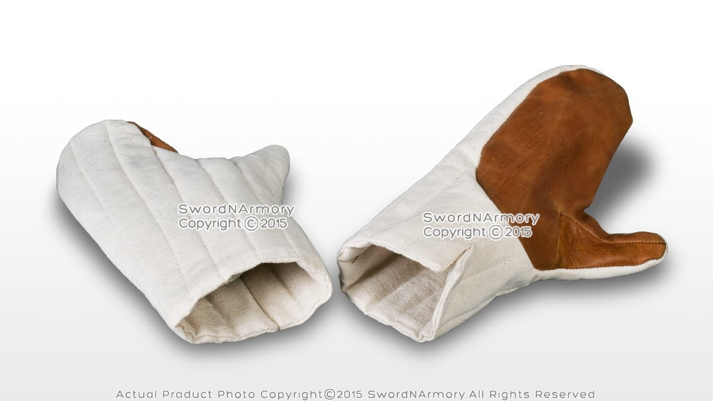 Ecru Medieval Armor Padded Heavy Duty Cotton Mittens Gauntlet Glove SCA ...