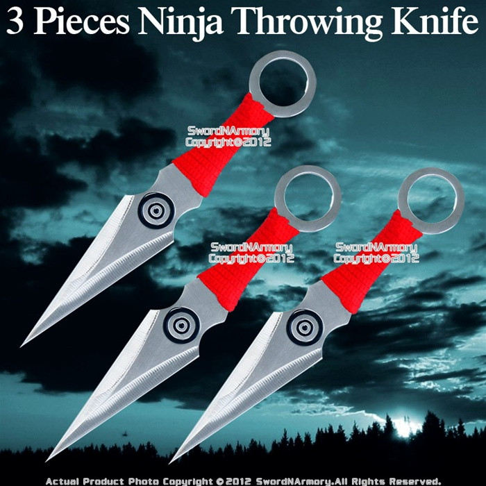 Set of 3 Anime Ninja Naurto Bulls Eye Steel Throwing Knife Throwers ...