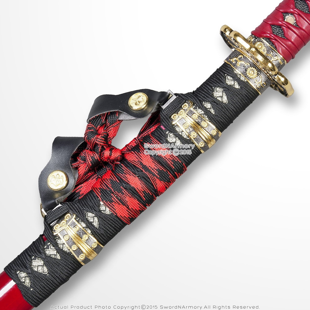 Musha 1045 Through Hardened Steel Tachi Katana Leather Handle Samurai ...