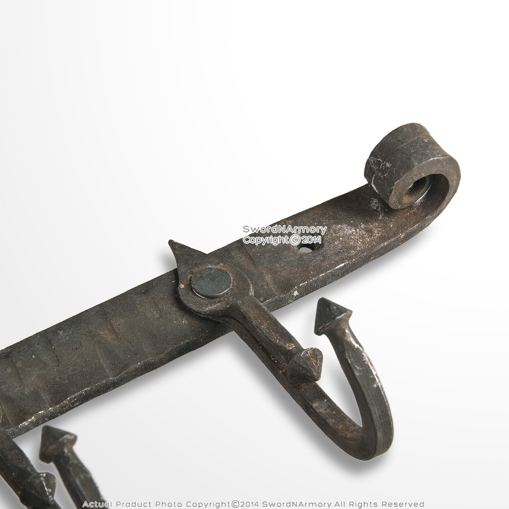 12" Hand Wrought Medieval Camping Iron Metal Wall Cloth Hanging Hook ...