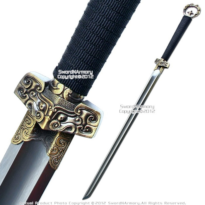 Han Dynasty Chinese Historical Sword with Lion Motiff Ring Pommel Sharp ...