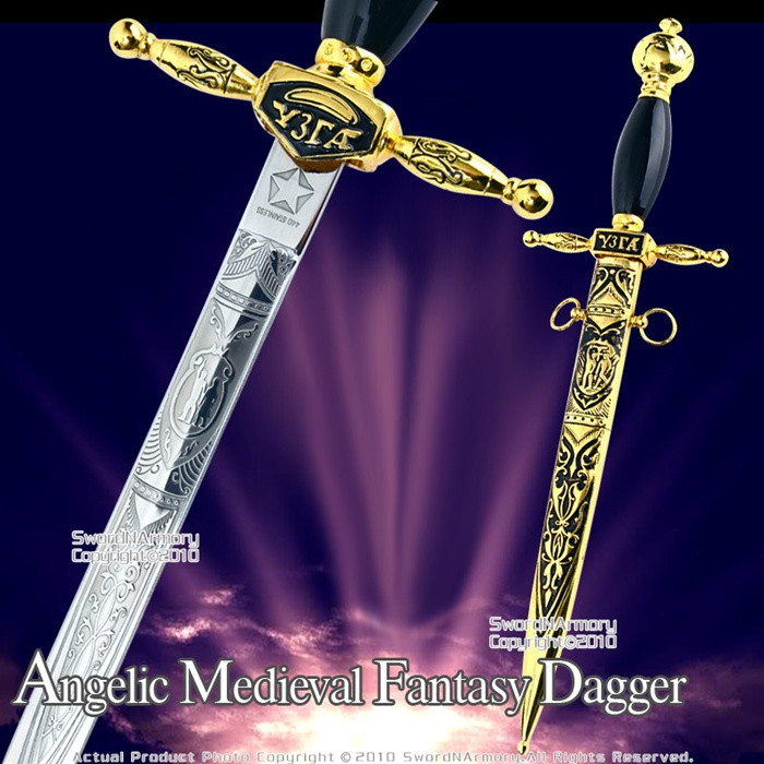 Angelic Medieval Fantasy Dagger with Ornate Scrollwork