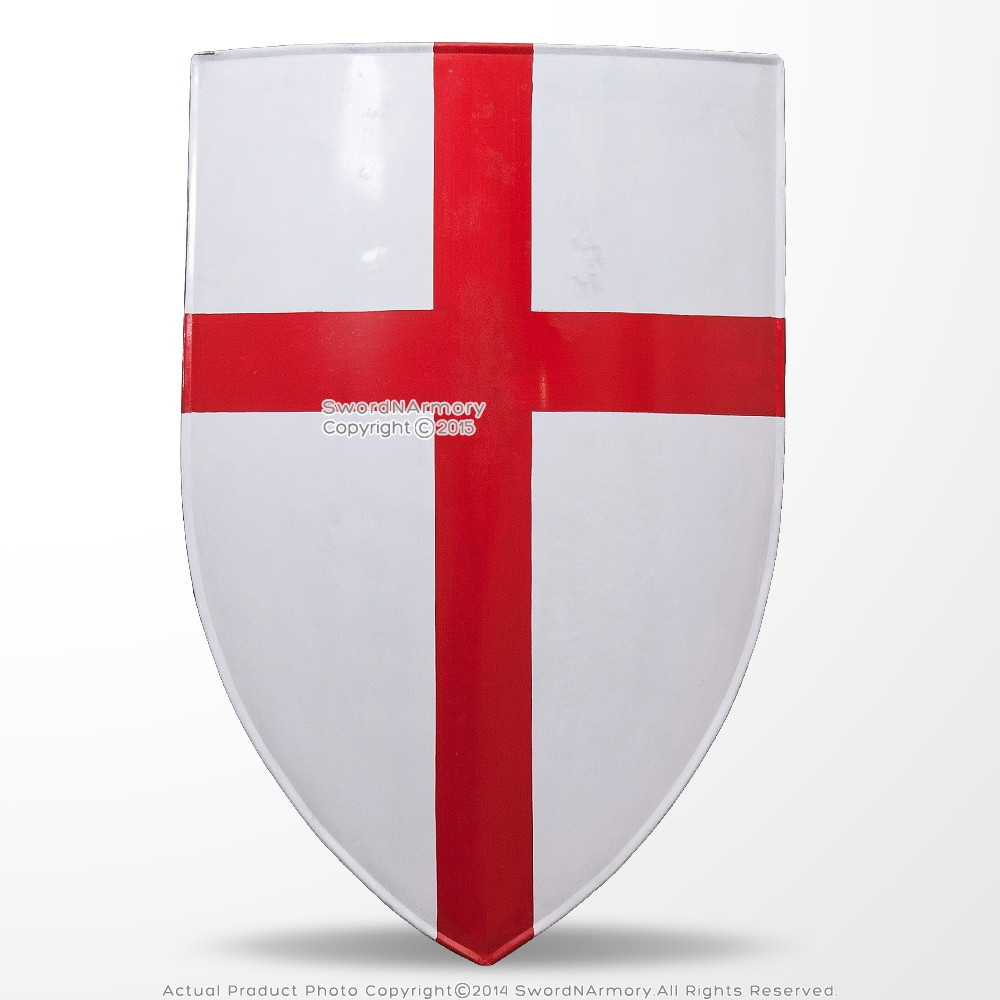 28" Red Cross Knight Templar Cross Crusader Heater Shield 18G Steel ...