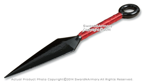 9.5" Ninja Kunai Anime Throwing Knife with Red Core Wrap and Nylon ...