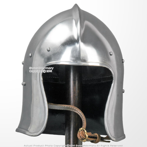 Functional Medieval Barbute Open Face Celeta Helmet 16G Steel w/ Liner ...